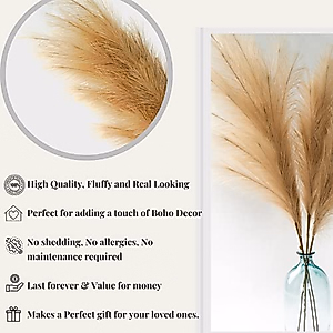 Boho Wish Faux Pampas Grass Decor Tall Set of 7 PCs -40 Inches Non-Shedding, Floor and Office Vase Filling-Fluffy Floral Branches -Wedding Decor- Home and Bedroom Table Decoration (Brown)