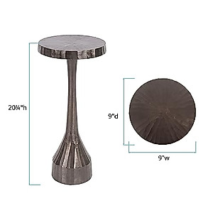 Howard Elliot Collection Round Martini Candlestick Side Drinks Resting Cocktails, Home Decor Pedestal End Table for Small Space & Living Room, Graphite (9"x9"x20")