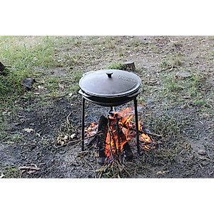 BRIZOLL Cast Iron Uzbek Kazan Dutch Oven Pot with Lid 10.5 qt. (10 L) Asian Cauldron Camping Wok Cooking Kitchen