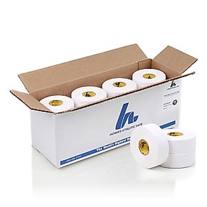 Howies White Athletic Tape Bulk - 8 Rolls 1" x 15yd Pro Grade Strength Sports Tape, Easy Tear, No Sticky Residue! Single Roll Premium Quality for Athletes and Medical Trainers (45 Feet)
