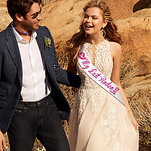 Hot Pink My Last Rodeo Sash, White Funny Bride to be Sash for Let’s Go Girls Western Cowgirl Bridal Shower Bachelorette Party Decorations Accessory Favors, Nashville Bride Sash(White+Hot Pink)