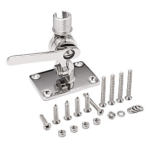Calissa Offshore Tackle Marine VHF Antenna Mount – Adjustable Base Mounts Ratchet for Boat – Made with 316 Stainless Steel Mounts