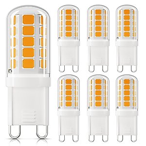 DiCUNO G9 LED Bulb 40W Equivalent, 4W, Warm White 3000K, 400LM, G9 Bi-pin LED Bulbs for Chandelier Light, Non-dimmable, G9 Halogen Bulb Replacement for Pendant Light, Home Lighting, Pack of 6
