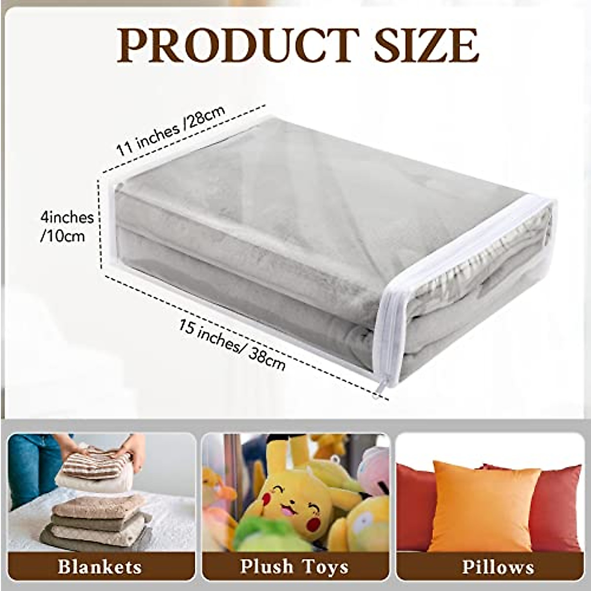 30 Packs 15x11x4" Clear Vinyl Zippered Storage Bags PVC Plastic Storage Bags Sweater Storage Bags with Zipper for Home Blankets Clothes Sheet Sweater Fabrics Cosmetics Christmas Decoration Organizer