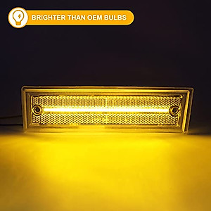 R&F Auto LED Clear Lens Fender Side Marker Light Replacement for C/K 1500 2500 C10 C20 Suburban Blazer Jimmy Front Bumper Side Marker Reflector Lamp, Replace OEM# GM2551107 GM2550115 915557 915558