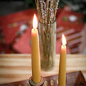 Natural Beeswax Taper Candles, DEYBBY Smokeless and Dripless Beeswax Candles, 8Hrs Burn Time, Nontoxic, 8 inch, 2 Pack
