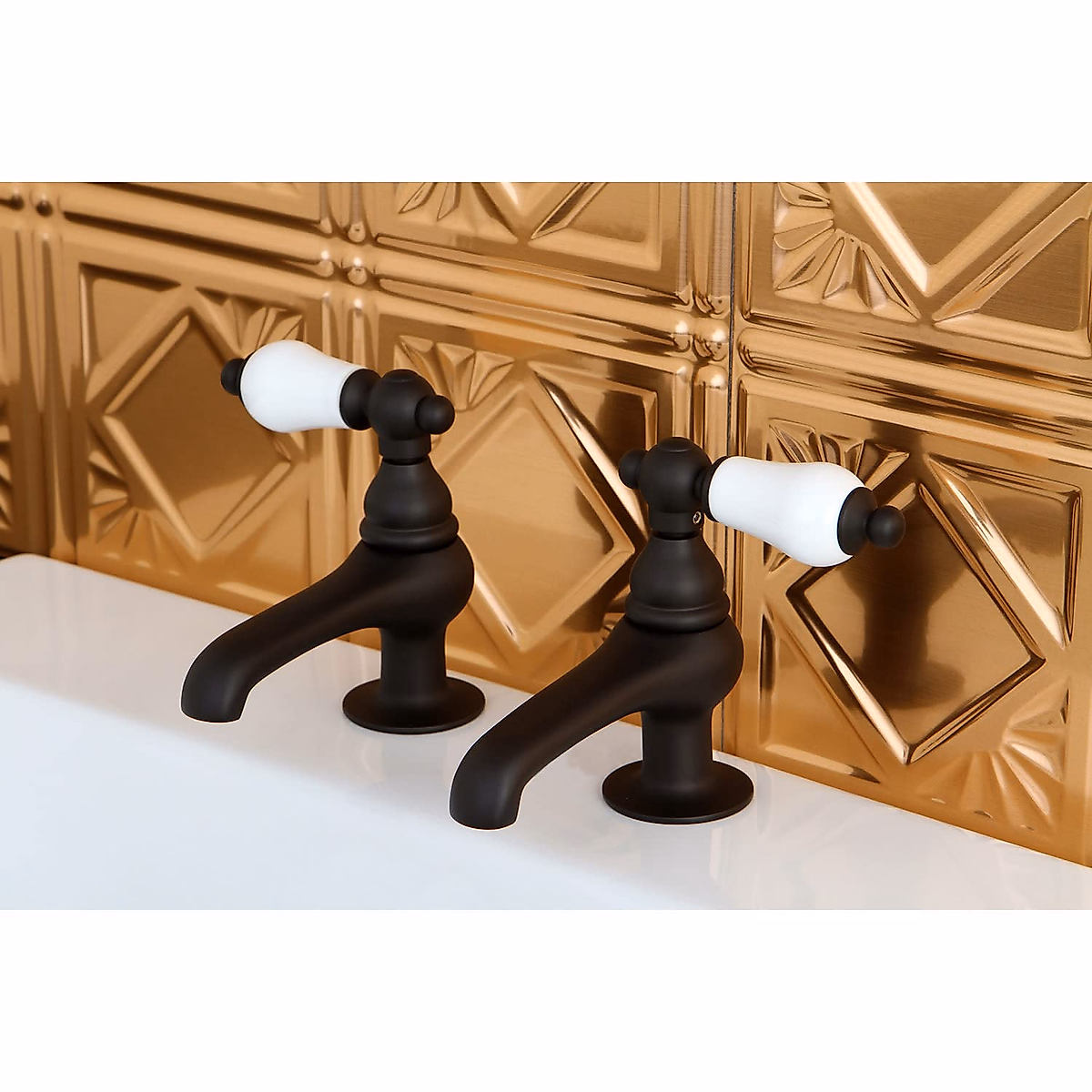 Kingston Brass CC5L2 Vintage Basin Faucet (1) CCPL1CSC (1) CCPL1CSH, 3-1/2 inch spout reach, Polished Brass