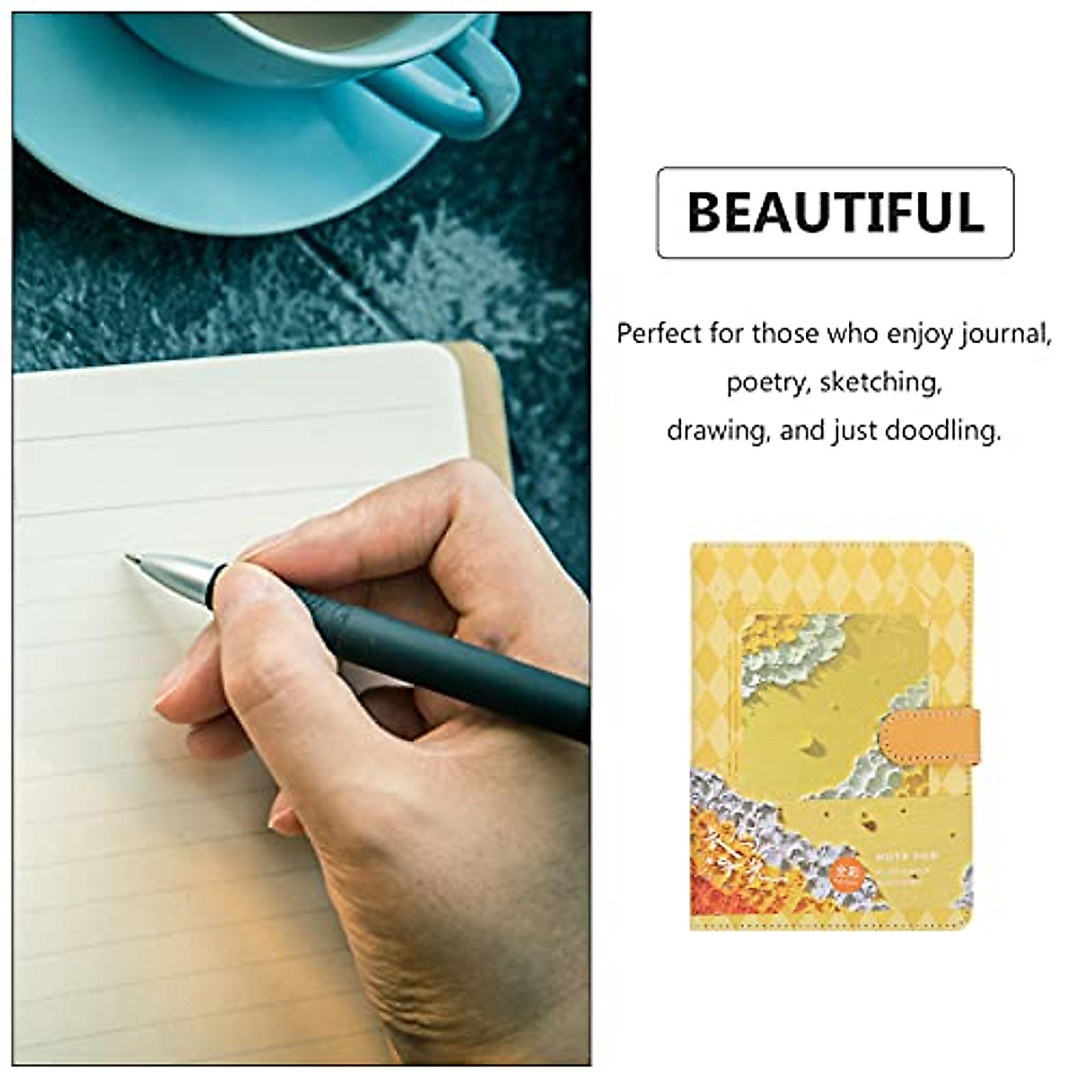 DEPILA 3 pcs Leather Small Stationery Stamping Writers Button Notepads Notebook Natural Note Writing Hardcover Account Memo Multipurpose Notepad Office Journal Plan School Subject Travel Note pad ( Co
