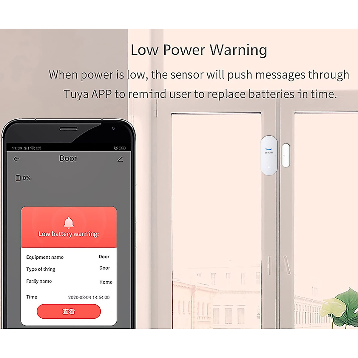 SEHOMY 2 Pack WiFi Door Sensor Detector Smart, Wireless Window Sensor Real-time Alarm Compatible with Alexa Google Assistant, Home Security Door Open Contact Sensor for Bussiness Burglar Alert