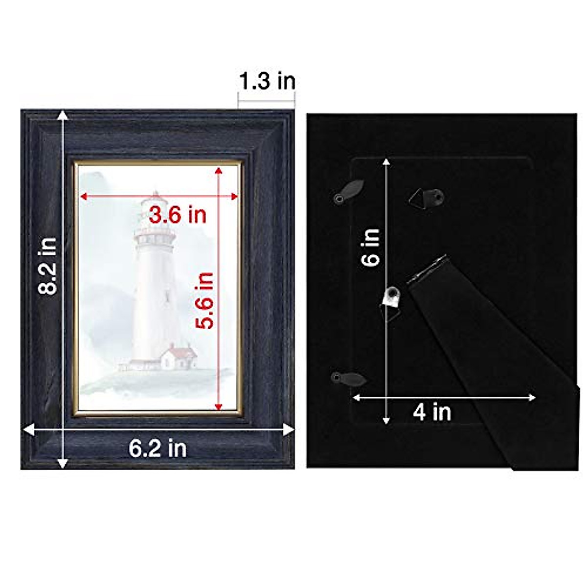 Annecy 4x6 Picture Frame (4 Pack, Assorted Colors) - Rustic 4x6 Photo Frames with High-Definition Real Glass - Wall Mount & Table Top Display