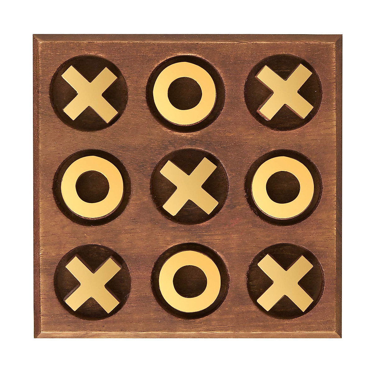 Asiatic Craft 5x5 Wood Tic Tac Toe Noughts and Crosses Board Game XOXO Family Kids Adults Game Play on Coffee Table and Living Guest Room Decor Travel Game for Fun Indoor Brain Teaser