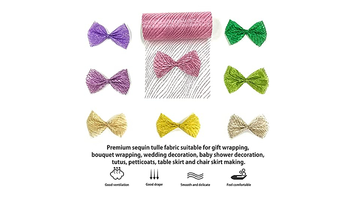 Sparkling Glitter Wavy Tulle Fabric - 3 Rolls, 30 Yards