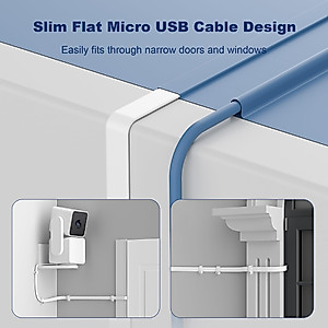 Itramax WYZE Cam Pan V3 Power Cable 20FT 2Pack,Micro USB Extension Cord 90 Degree Charger Adapter L-Shaped Long Flat Charging for WYZE Pan V3 Outdoor Camera No Support Data Transfer,White 15 25 30 FT