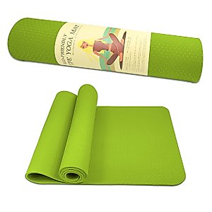 HZS Yoga mat workout fitness mat ,Extra thick high density anti-tear, Eco friendly non toxic non slip ,Classic 1/4 inch exercise mat for Yoga practice and Pilates training (green)