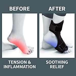 AZMED Plantar Fasciitis Night Splint & Support, Adjustable Orthotic Foot Drop Brace for Achilles Tendonitis and Heel Spur Relief, Black