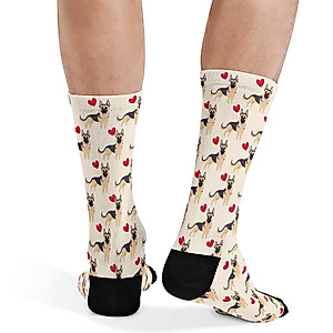 Vcmaluco German Shepherd Socks for Women Men, Novelty Mid-Calf Crazy Dog Socks Dress Socks, Gift for Dog Lovers