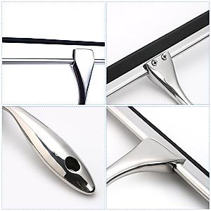 BESULEN Stainless Steel Shower Squeegee for Car Windows, Glass Water Wiper with Hook or Sucker, Glass Window Cleaner Tool, Bathroom Shower Door Household Mirror Blade for Home Cleaning (Wiper+Hook)