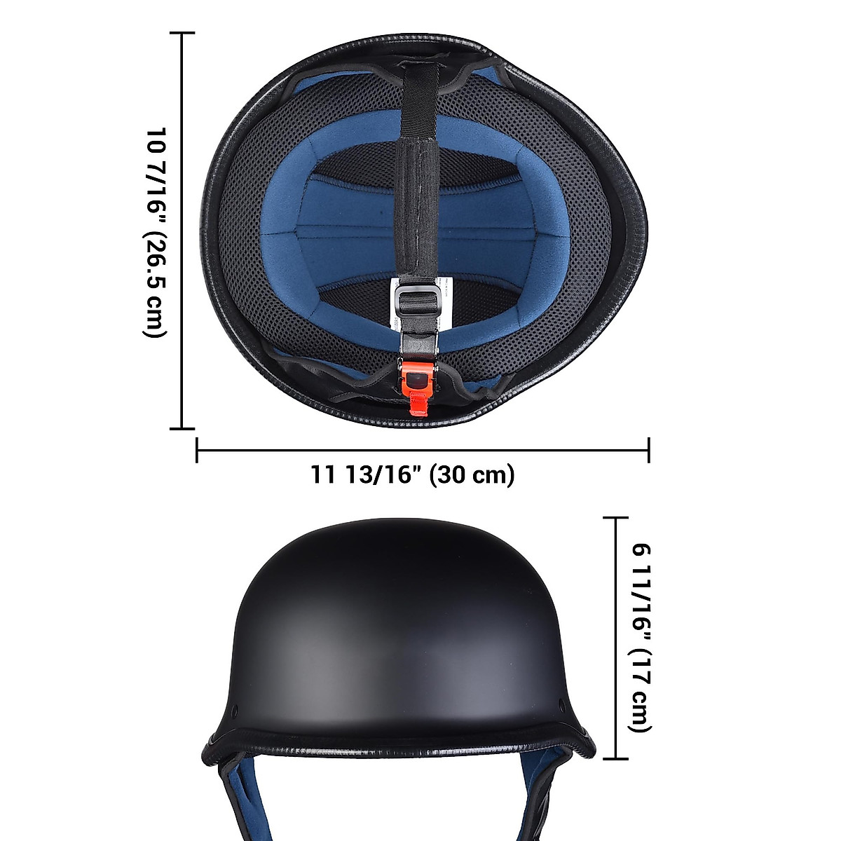 AHR Motorcycle Helmet German Style Half Helmet for Bike Cruiser Scooter Chopper Half Face Helmet for Men Women DOT Approved, Run-G (Matte Black, M)