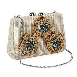 M10M15 Straw Handbag Woven Clutch Purse for Women Evening Clutch Party Wedding Vacation Summer Beach Bag Crossbody Straw Clutch