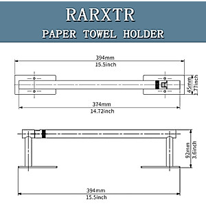 RARXTR Paper Towel Holder, Under Cabinet Paper Towel Holder for Kitchen, Adhesive Paper Towel Roll Rack for Bathroom Towel, Wall Mounted Matte Black Paper Towel Rack, SUS304 Stainless Steel…