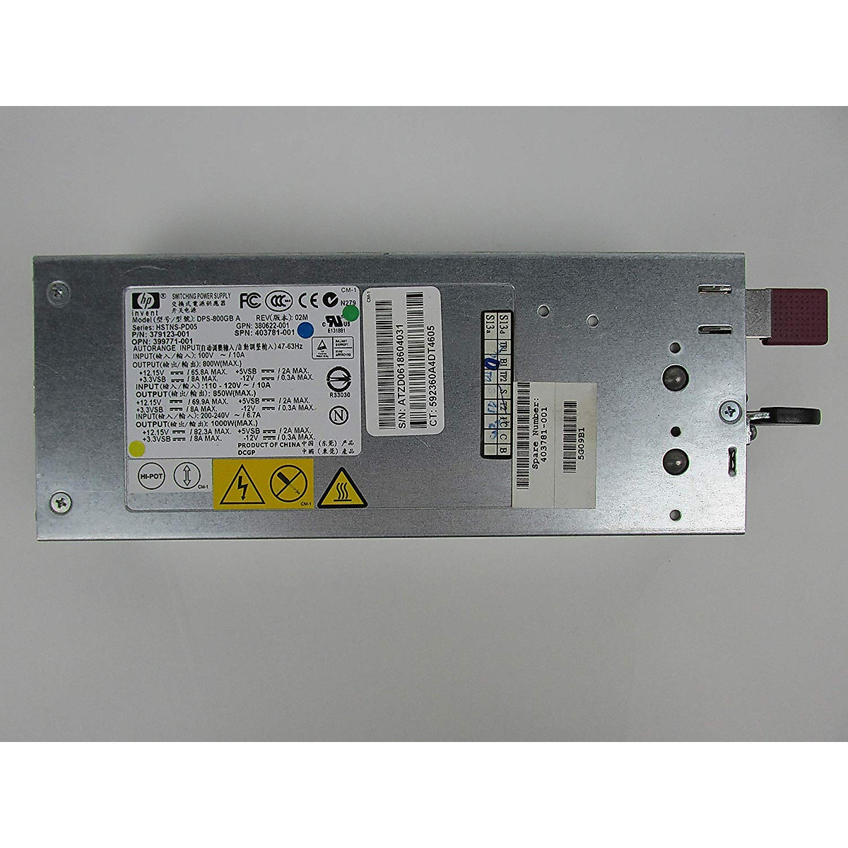 HP-IMSourcing AC Hot-Plug Power Supply, 1000 W Model 403781-001
