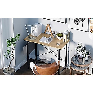 Pamray 32 Inch Computer Desk for Small Spaces with Storage Bag, Home Office Work Desk with Headphone Hook, Small Office Desk Study Writing Table