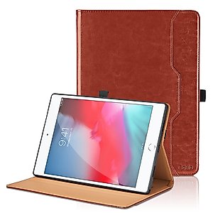 Case for iPad Mini 5 2019 (5th Generation 7.9-inch), iPad Mini 4 3 2 Tablet Case with Hand Strap Large Pocket Premiun PU Leather Auto Wake/Sleep Smart Cover, Reddish-Brown