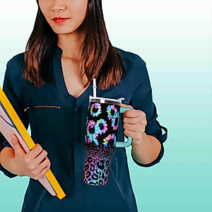 Omezin 40 Oz Sunflower Tumbler With Handle - 40oz Double Insulated Travel Coffee Mug With Lid and Straw - Sunflower Gifts For Women