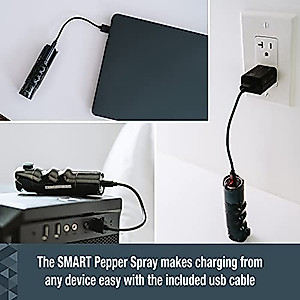 SABRE Smart 2-in-1 Pepper Spray, Live Continuous Location Tracking Texts in Emergencies, Refill Canister Available, Rechargeable, 25 Bursts with 10 ft. Range, Flip Top Safety, Ergonomic Finger Grip