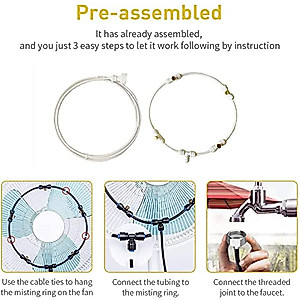 Outdoor Misting Fan Kit for a Cool Patio Breeze,Water Mister Spray Tube for Cooling Outdoor,Lawn Garden Greenhouse Home Outdoor Fan Cooli