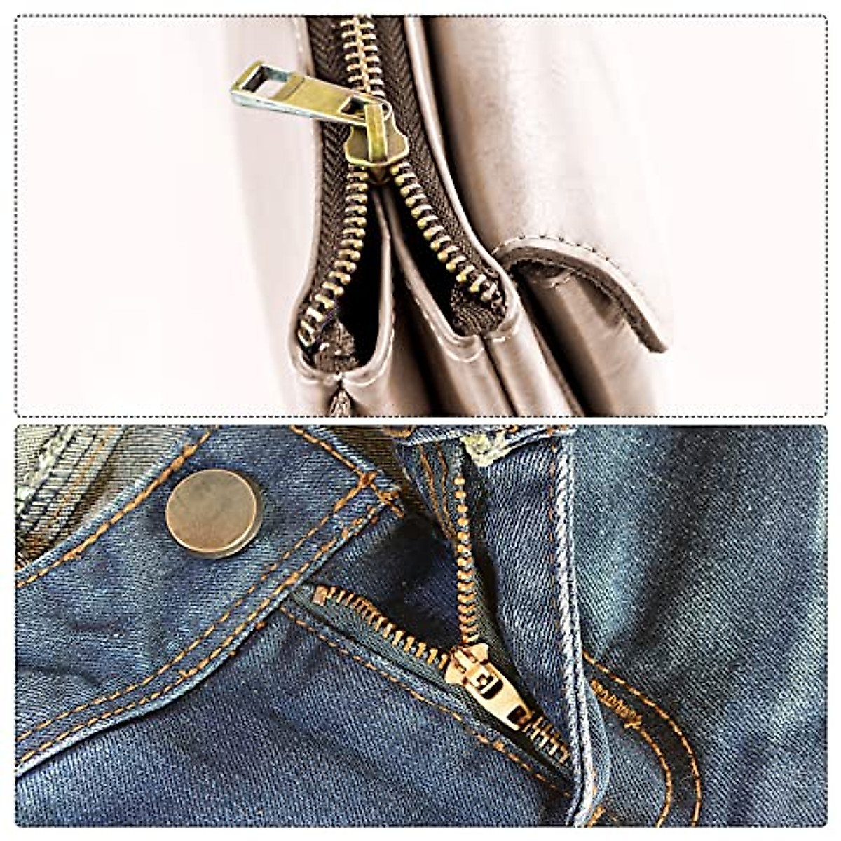 uxcell #5 Zipper Slider Retainers Kit, 200Pcs Top Stoppers & 100Pcs Bottom Stops for Bags Coats Jackets Closed-end Zippers Replacing, Metallic Black