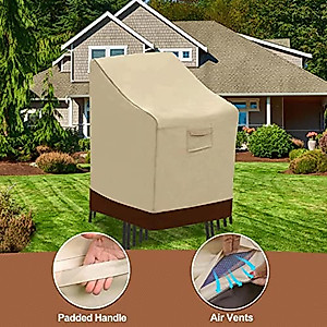 Yipincover Stackable Patio Chair Cover 2Pack,Waterproof Dining Chair Covers,Durable Stacking Chair Covers Party,Fits for 4-6 Stackable Dining Chairs(Beige&Grey,36Lx28Wx47H)-1Year Warranty