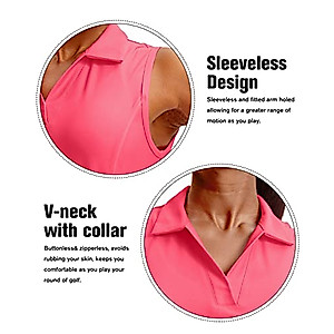 G Gradual Women's Sleeveless Golf Polo Shirts Tennis Quick Dry Collared Tank Tops V-Neck Polos for Women(Watermelon,XL)