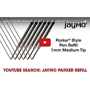 6 - Black Parker® Compatible Ballpoint Pen Refills. Smooth Writing German Ink and 1mm Medium Tip. #1782467