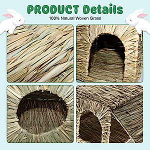 MODEMODE Natural Seagrass Mat Bed Hideaway Toy, Hand Woven for Rabbit Guinea Pig Chinchilla Ferret