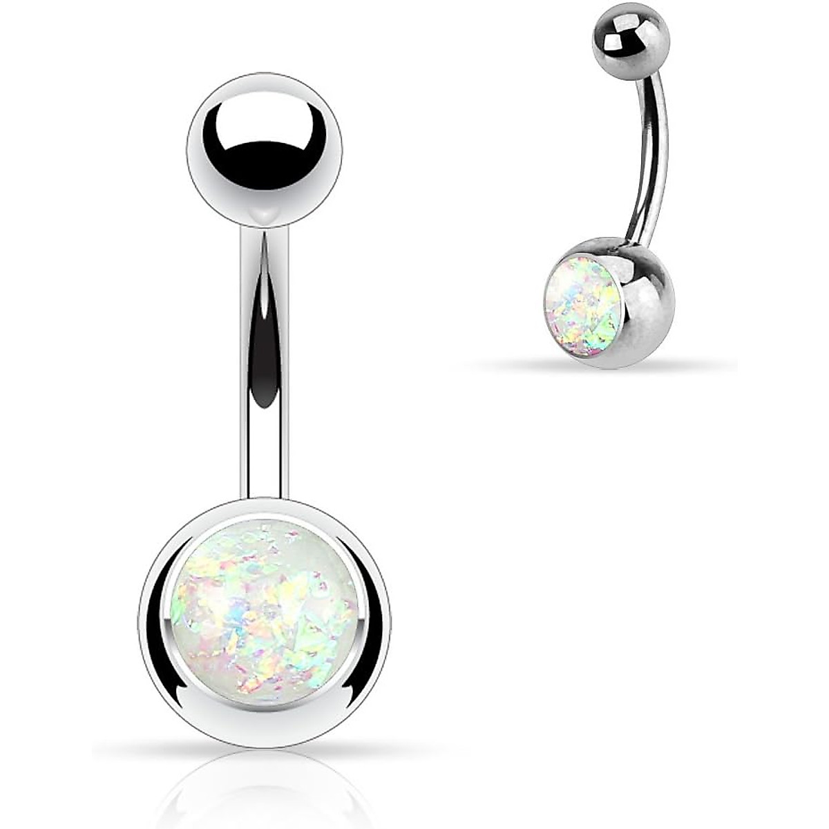 FIFTH CUE 14G Opal Glitter Set 316L Surgical Steel Belly Button Rings