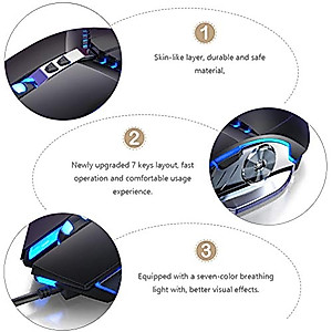 Silent Gaming Mice Mice Portable PC Silent Wired RGB Gaming with 7 Color Backlight PC Computer Gaming Mice for Windows PC Gamers (Black) Mouses Portable Pc Office Pc