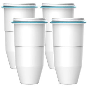 AQUA CREST 6-Stage Replacement Water Filters, Replacement for ZR-017 Pitcher Filters and Dispenser Filters, Reduce TDS, 98% Chlorine, Bad Taste and Odor, 4 Packs, Model No.:AQK-CF23B