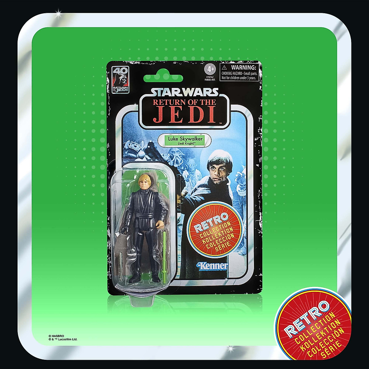 STAR WARS Retro Collection Luke Skywalker (Jedi Knight), Return of The Jedi 3.75-Inch Collectible Action Figures, Ages 4 and Up