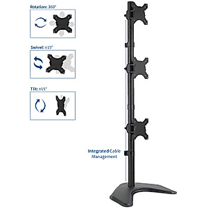 VIVO Triple Vertical LCD Monitor Height Adjustable Desk Mount Stand for 3 Screens up to 27 inches STAND-V003D