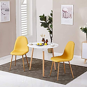 GreenForest Dining Table White Modern Round Table with Wood Legs for Kitchen Living Room Leisure Coffee Table