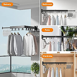 BAICIWE Wall Mounted Clothes Drying Rack, Retractable Laundry Drying Rack, Clothes Drying Rack Folding Indoor, Space Saver, Drying Rack Clothing for Balcony, Laundry, Bathroom, Patio(Bi-Fold)