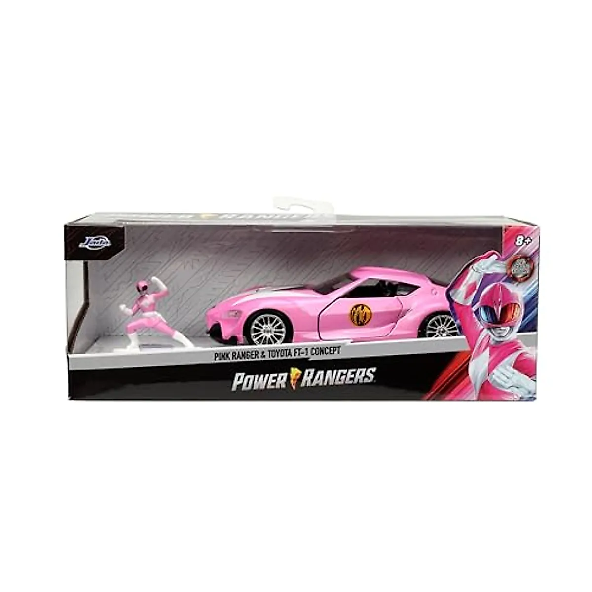 Mighty Morphin Power Rangers 1:32 Toyota FT-1 Concept Die-cast Car with 1.65" Pink Ranger Figure, Toys for Kids and Adults