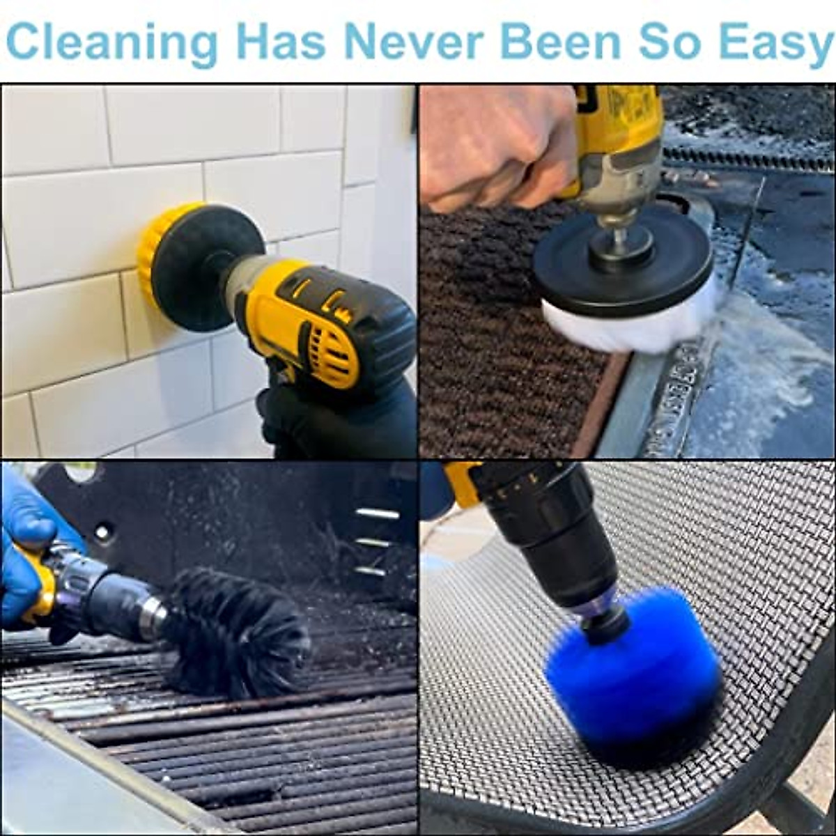 ProSMF Ultimate Drill Brush Set - Drill Brush Attachment Set - Drill Cleaning Brush Attachment Set - Scrub Brush for Drill - Drill Scrubber Brush Kit - Cleaning Brushes for Drill