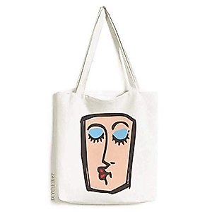 Kiss Face Sketch Emoticons Tote Canvas Bag Shopping Satchel Casual Handbag