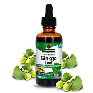 Nature's Answer Alcohol-Free Ginkgo Leaf 2000mg 2oz Extract | Stimulates Memory, Mood & Concentration | Gluten-Free, Kosher Certified & No Preservatives | Single Count