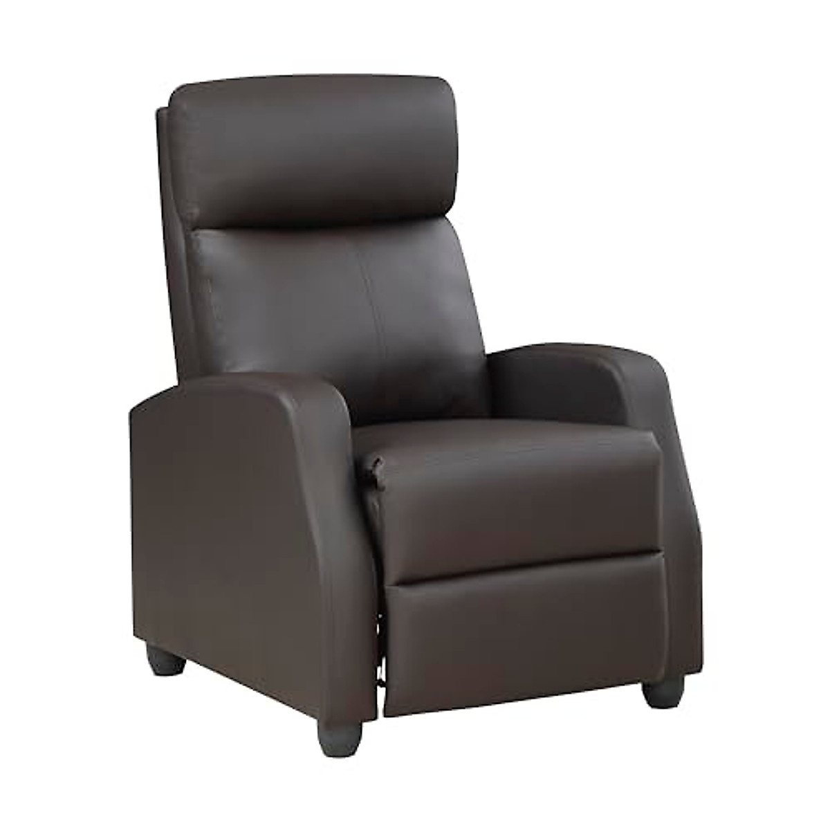 Lexicon Barbal 27" W Faux Leather Push Back Recliner Chair, Dark Brown