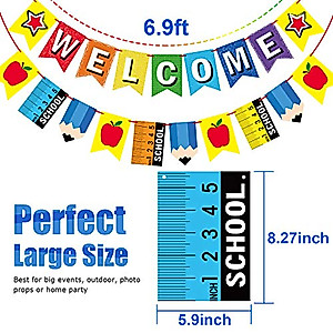Welcome Banner for Party Supplies First Day of School Banner School Theme Party Decorations for Students and Teachers