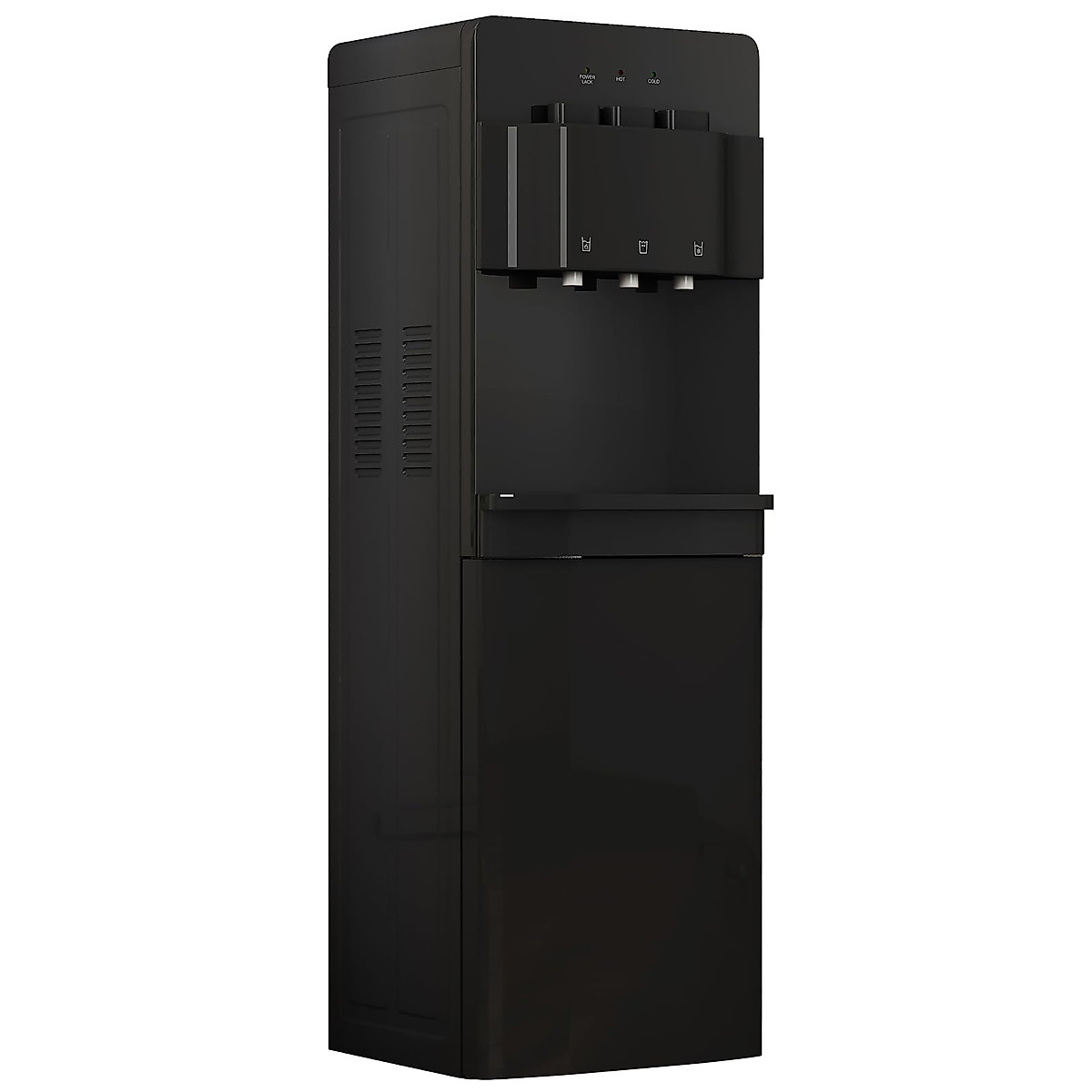 Tabu Hot & Cold Water Cooler Dispenser, Bottom Loading Holds 3 or 5 Gallon Bottle, with Anti-Scalding Design, Storage Cabinet and Child Safety Lock for Home, Office Use (Black)