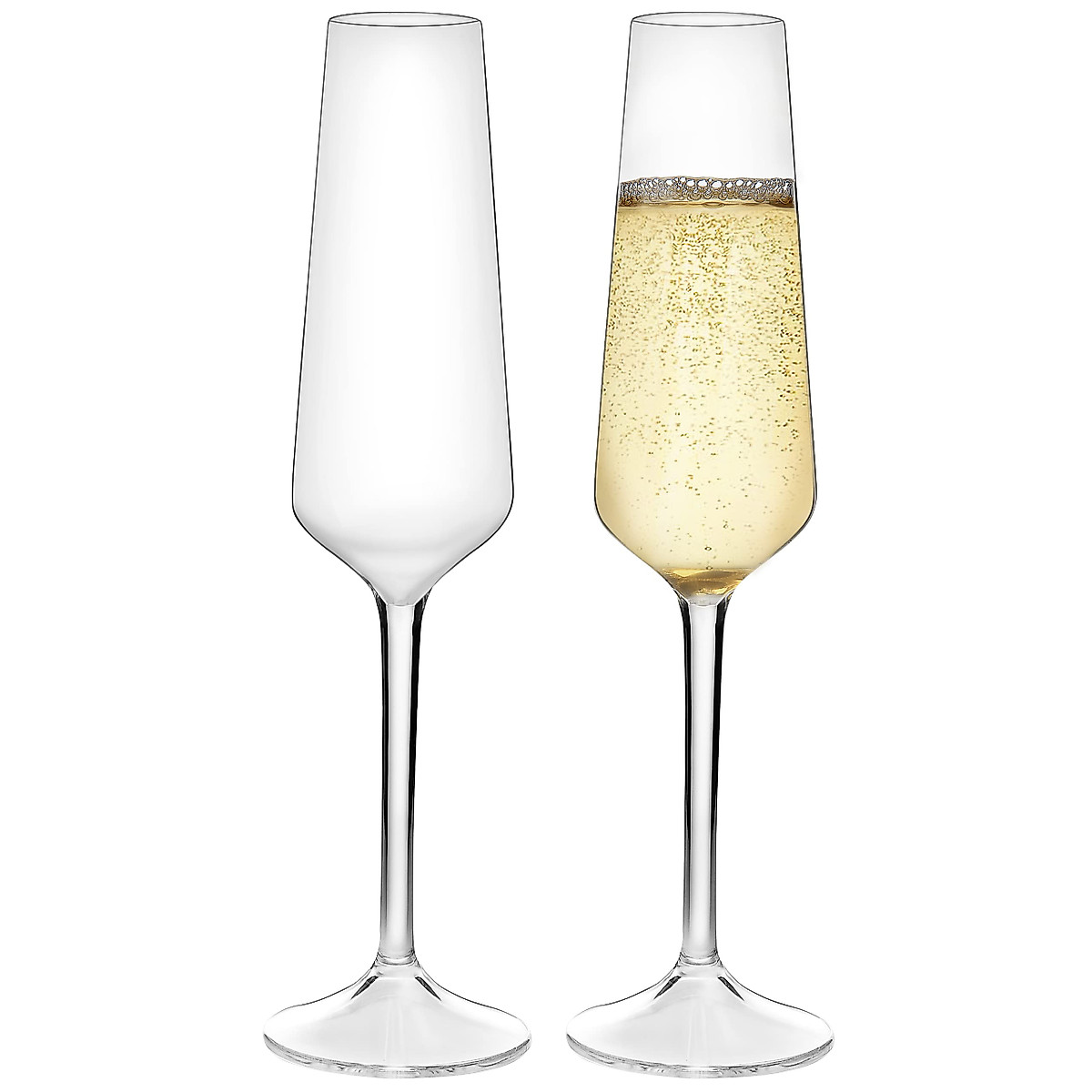 MICHLEY Champagne Flutes Glasses Set of 2, 7.5 oz Unbreakable Tritan Plastic Sparkling Wine Glass, Anniversary, Wedding Gifts